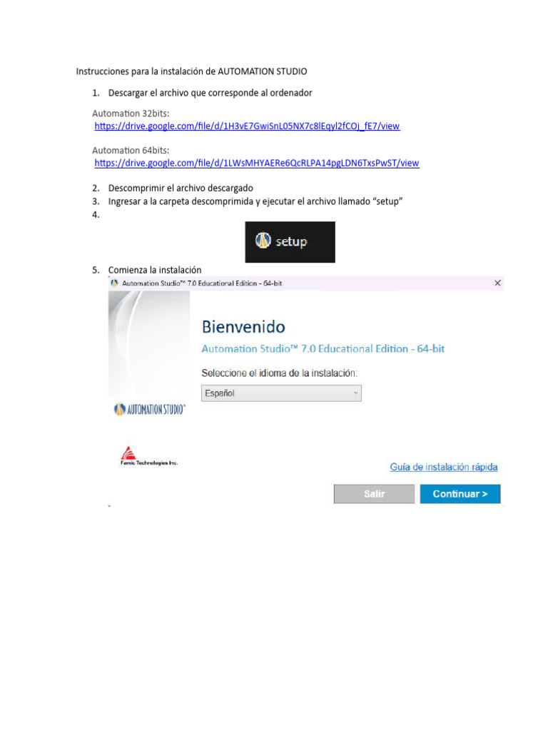 Instrucciones para la instalación de AUTOMATION STUDIO | PDF
