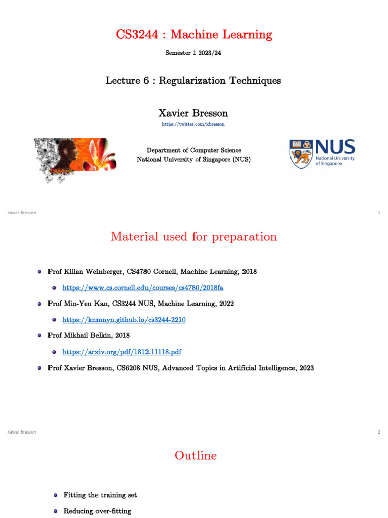 Lecture6 Regularization Pdf Cross Validation Statistics