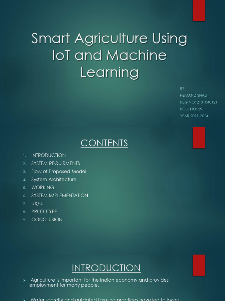 Smart Agriculture Using IoT and Machine Learning HEMAND SHAJI ...