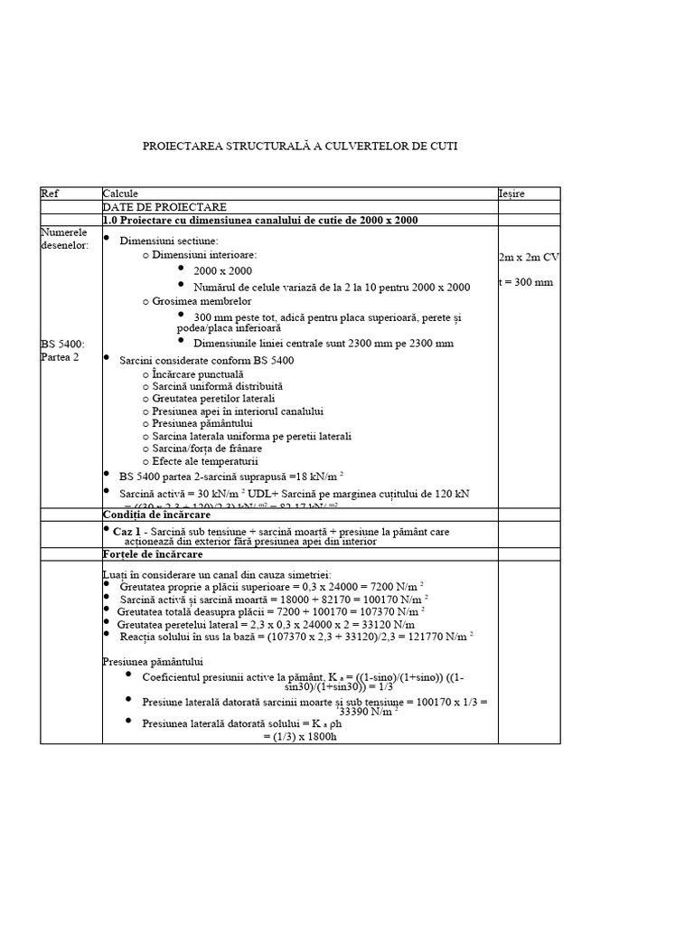 Exemplu de Calcul Al Proiectării Canalului de Cutie | PDF