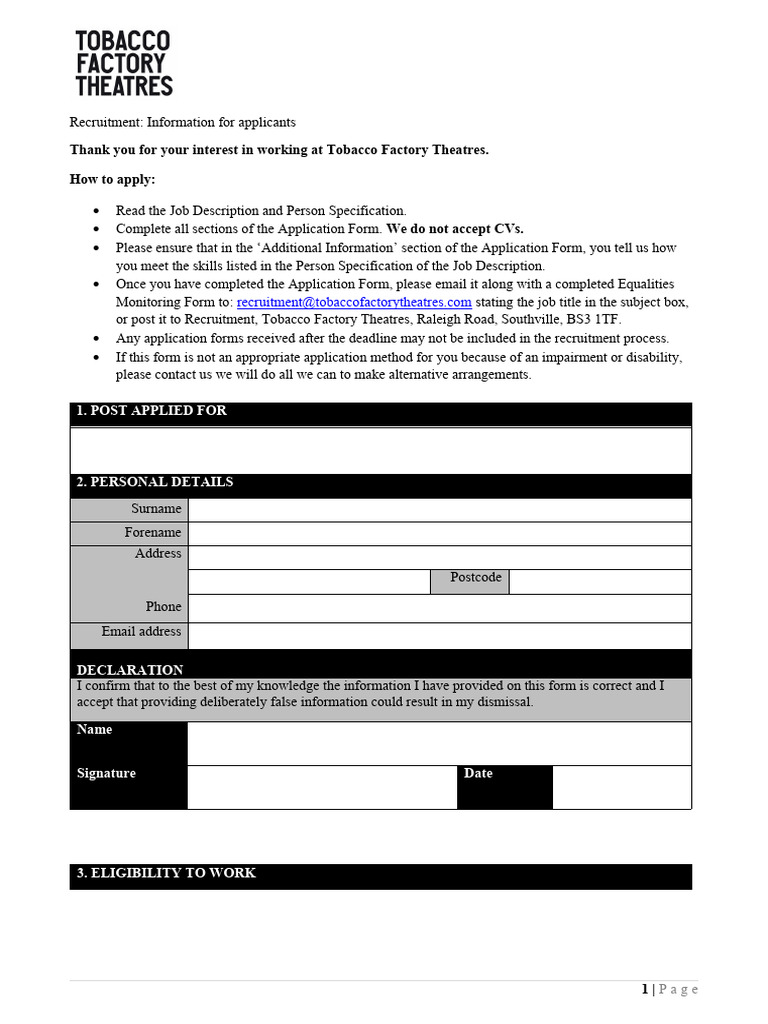 TFAT Application Form | PDF | Employment | Recruitment