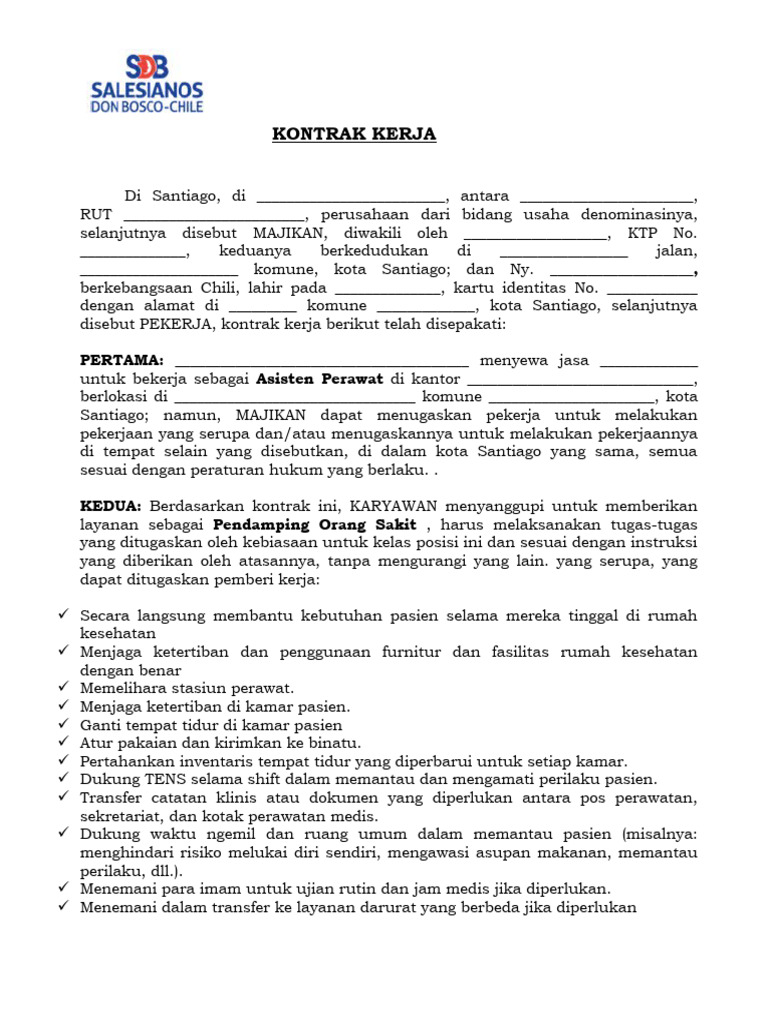 Format Kontrak Asisten Perawat | PDF Format Kontrak Asisten Perawat | PDF
