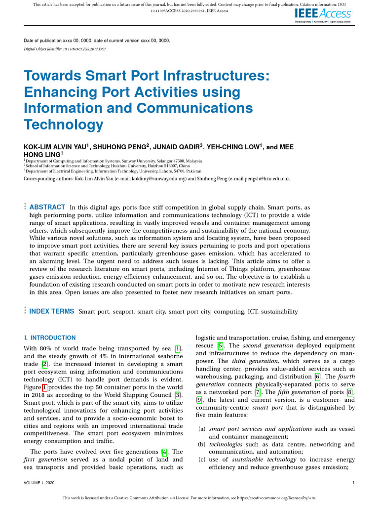 Towards Smart Port Infrastructures Enhancing Port | PDF | Internet Of ...