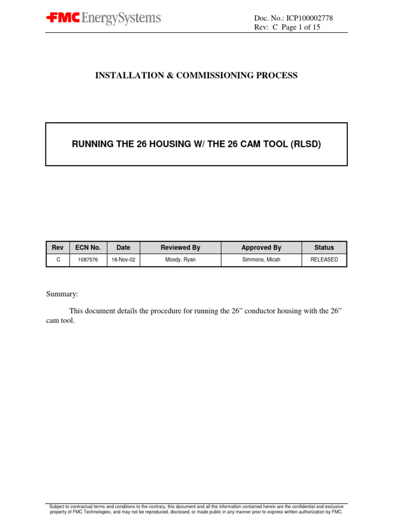 26 in FMC Procedures With Cam Tool | PDF | Pipe (Fluid Conveyance) | Tools