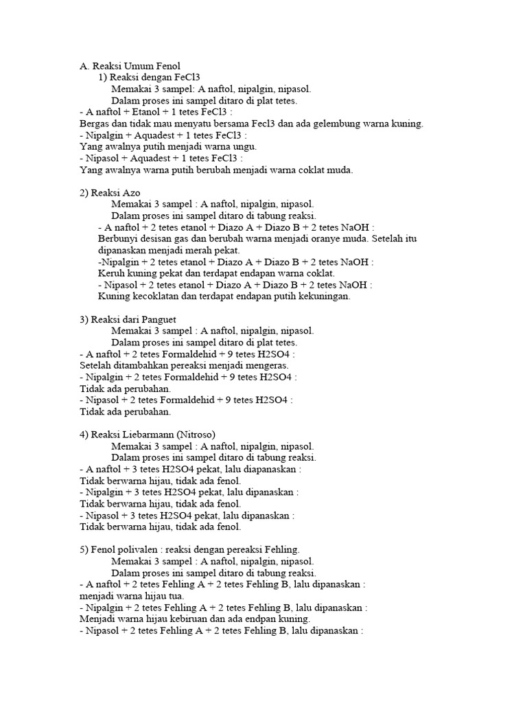 Hasil Pengamatan Dan Pembahasan Laprak Akhir 2 Fenol | PDF