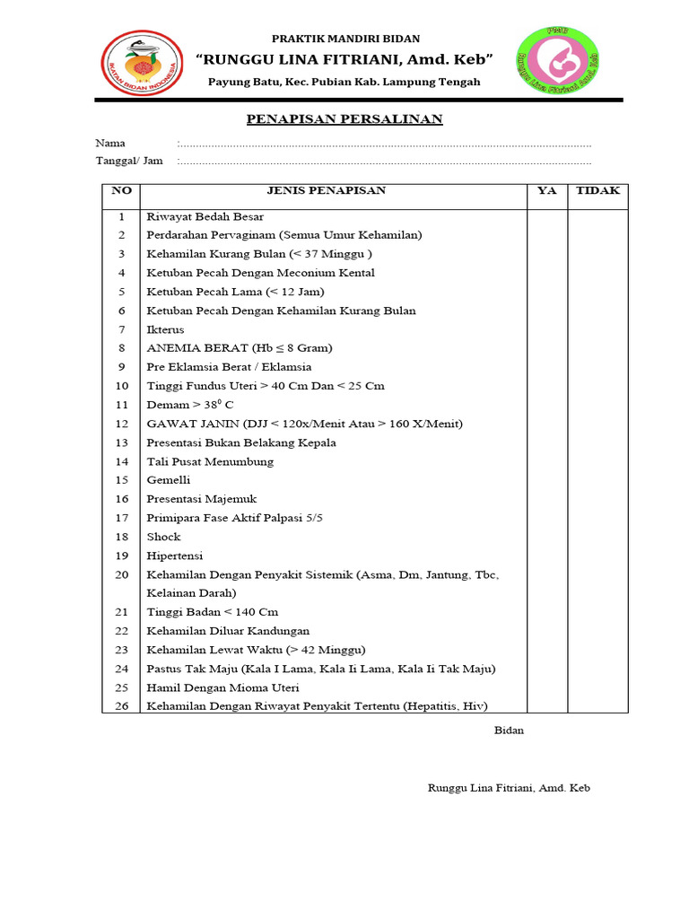 Penapisan Persalinan | PDF