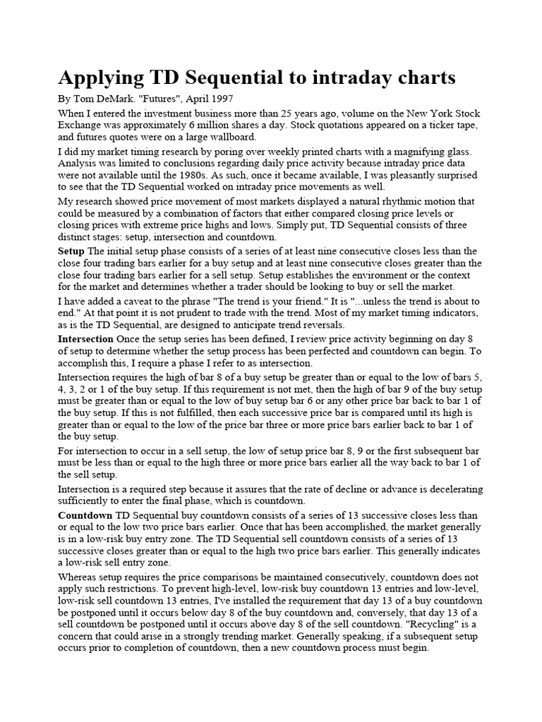 Thomas DeMark Script | PDF | Day Trading | Financial Markets Thomas DeMark Script | PDF | Day Trading | Financial Markets