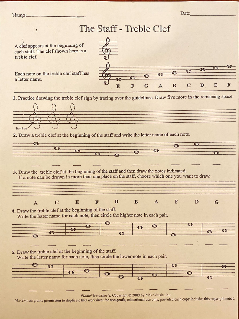 Treble Clef Notes | PDF