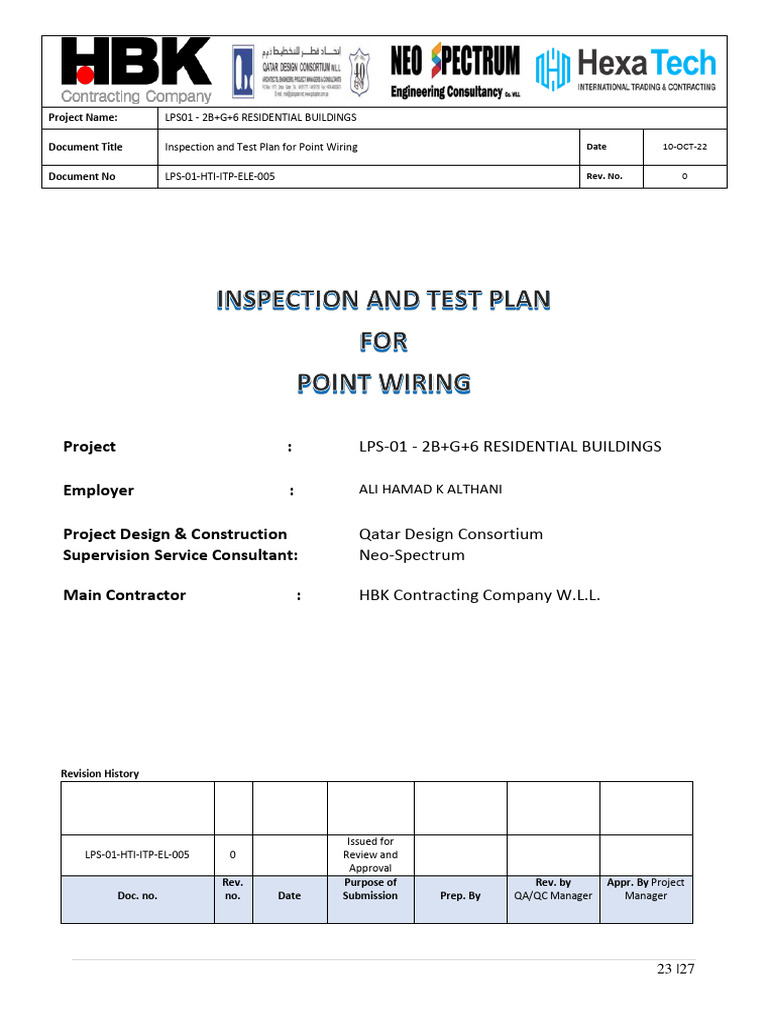 LPS-01-HTI-ITP-EL-005 - Point Wiring | PDF | Electrical Wiring | Electrical Connector