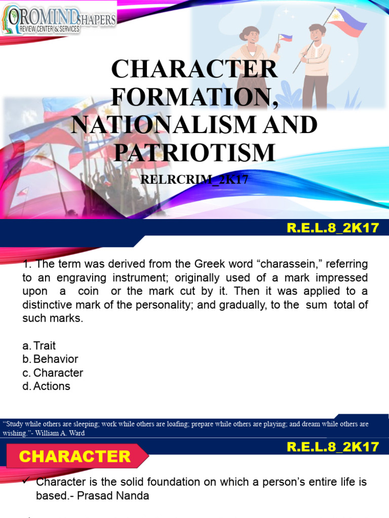 Character Formation, Nationalism and Patriotism | PDF | Nationalism | Patriotism