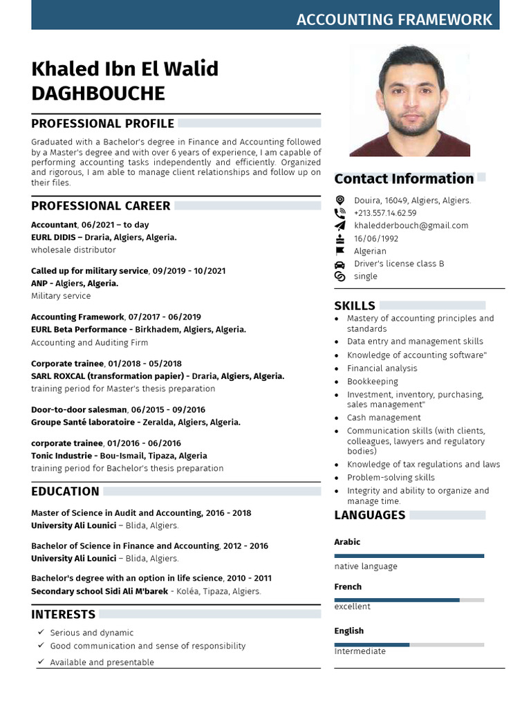 CV ANGLAIS | PDF | Accounting | Algeria