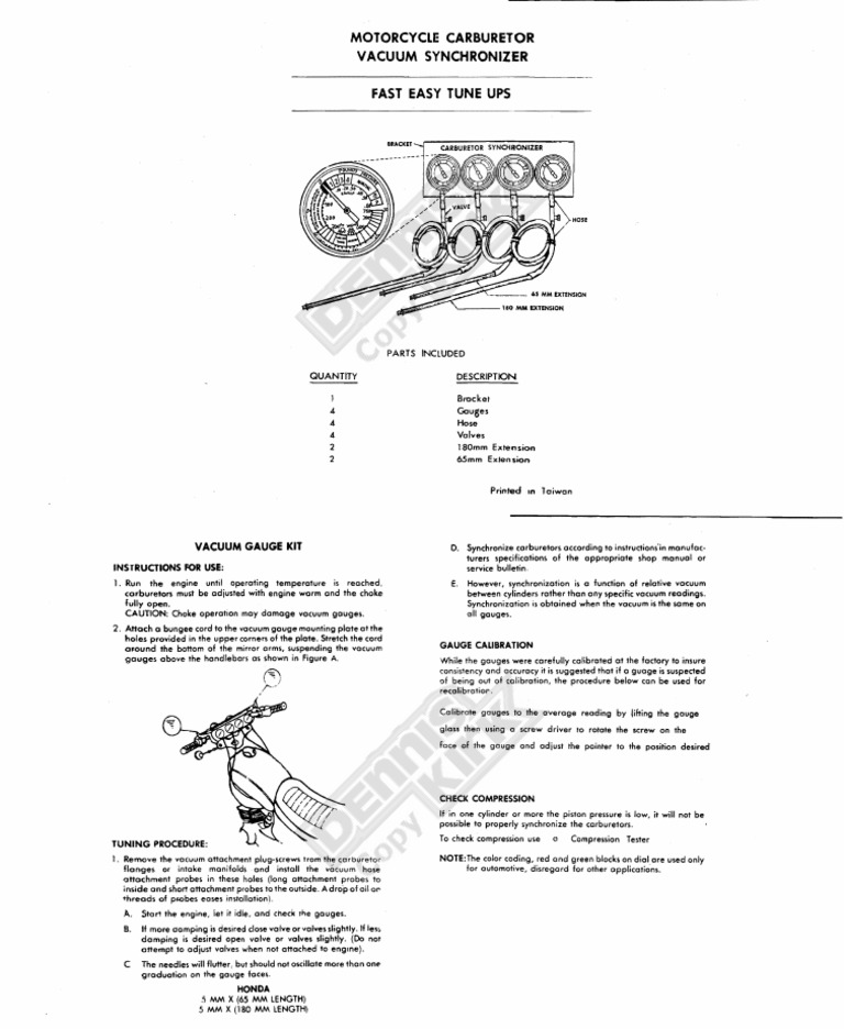 4 Guage Sync | PDF | Carburetor | Internal Combustion Engine