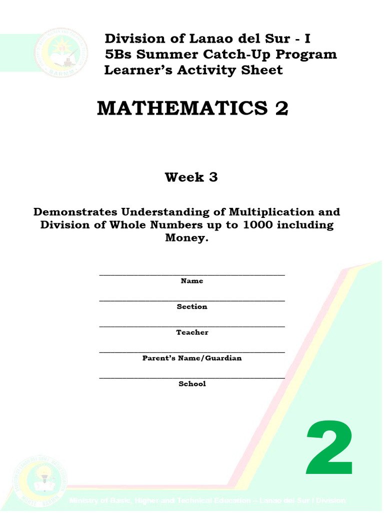 5Bs MATH2 W3 | PDF