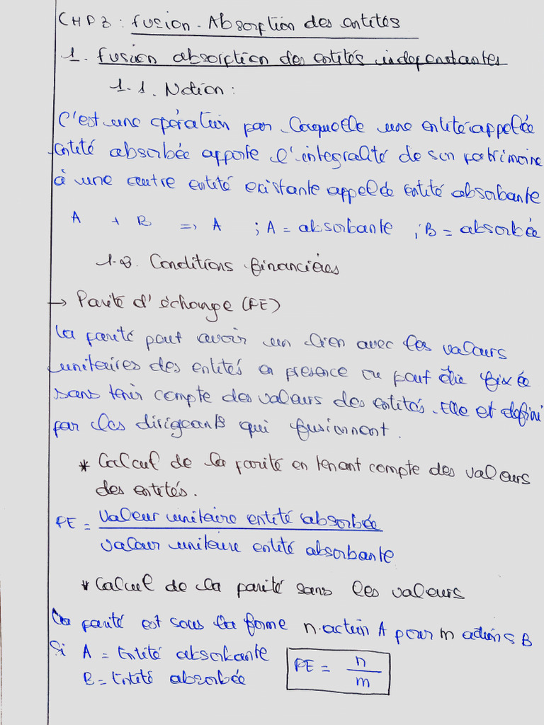 Fusion Absorption Des Entités Et Scission Et Apport Partiel D'actifs. | PDF