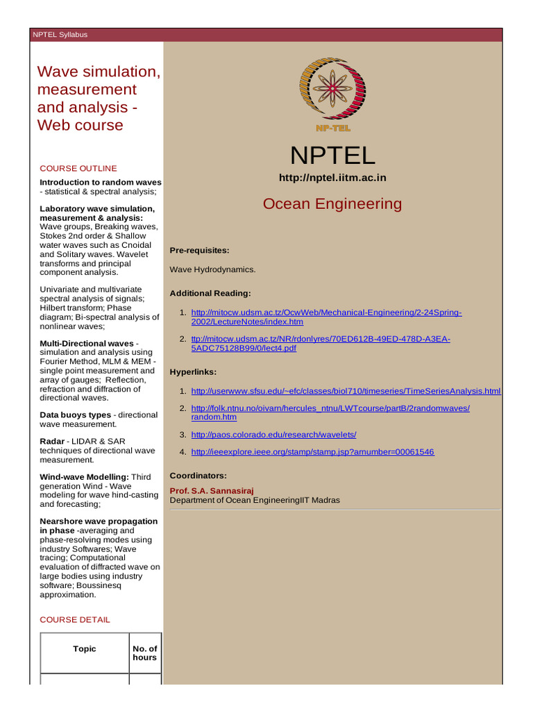 Wave Simulation Measurements And Analysis Pdf Waves Wavelet 9480