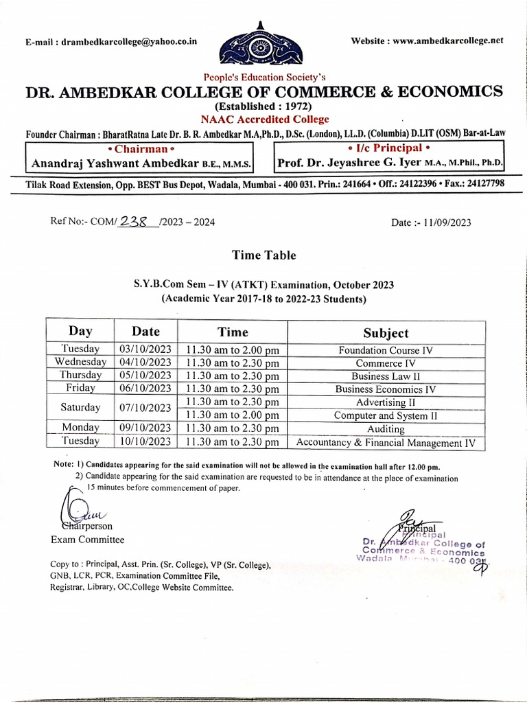 Sem IV ATKT Examination October 2023 | PDF Sem IV ATKT Examination October 2023 | PDF