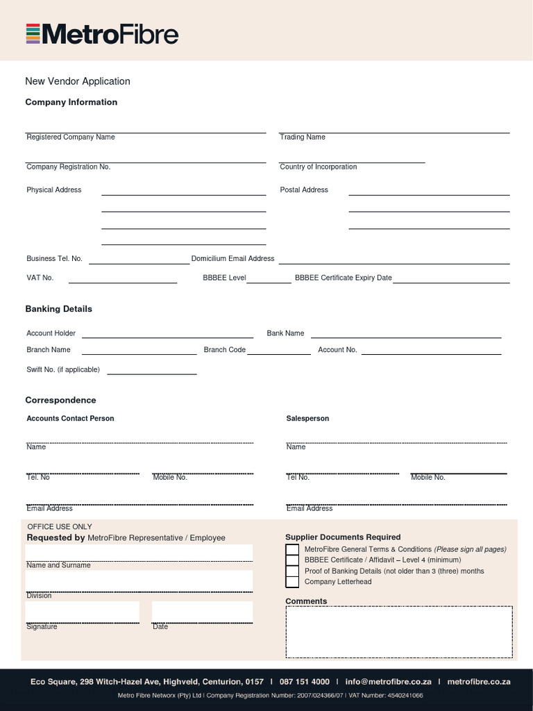 MFN Vendor Application Form 2023 | PDF