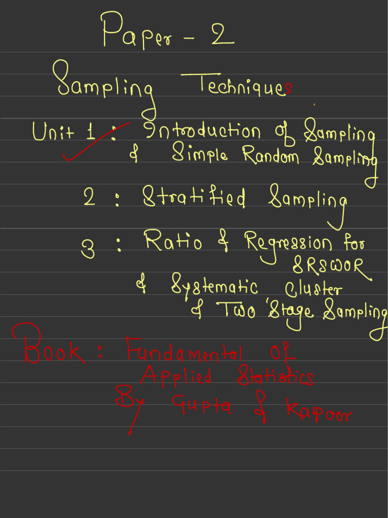 Rough Notes Sampling Techniques - Part1 | PDF