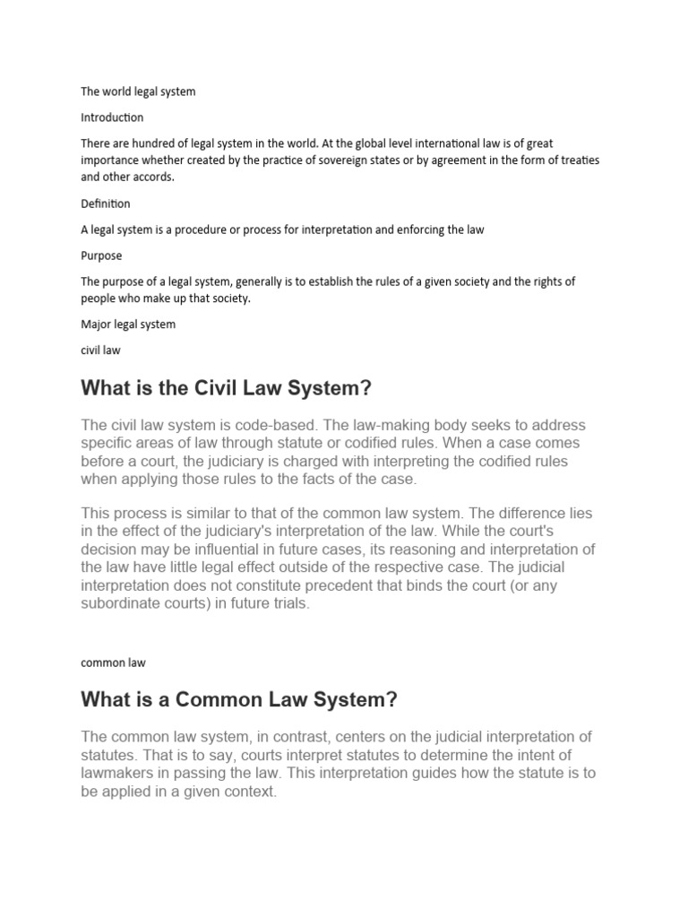 Major Global Legal Systems Explained | PDF