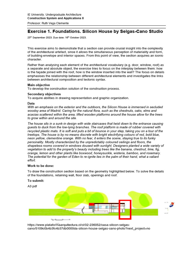 Exercise 1 - Selgas Cano Silicon House - 2023 | PDF