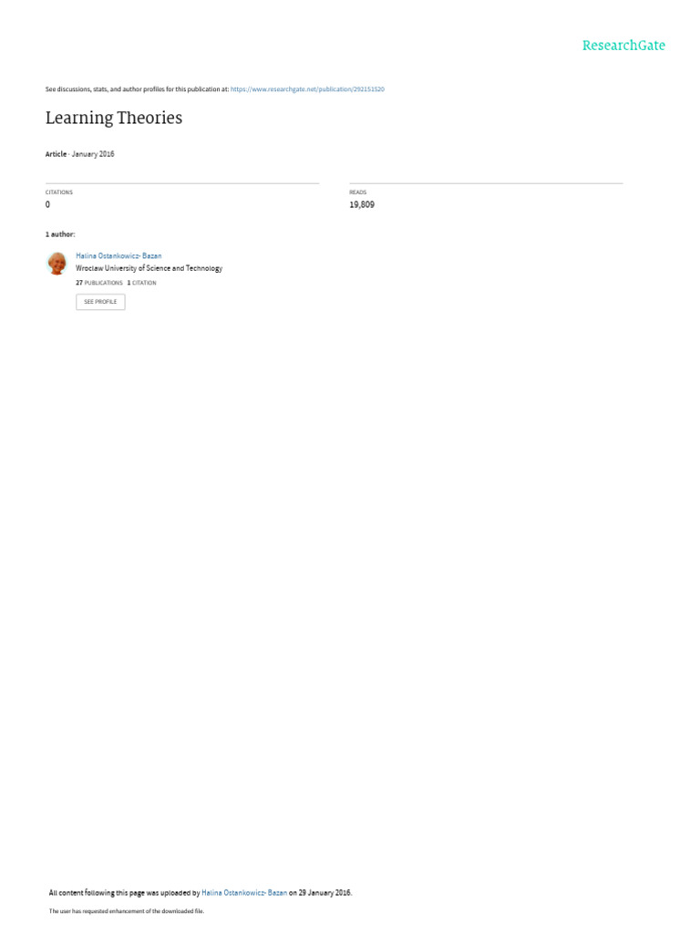 Learning Theories | PDF | Learning | Learning Theory (Education)