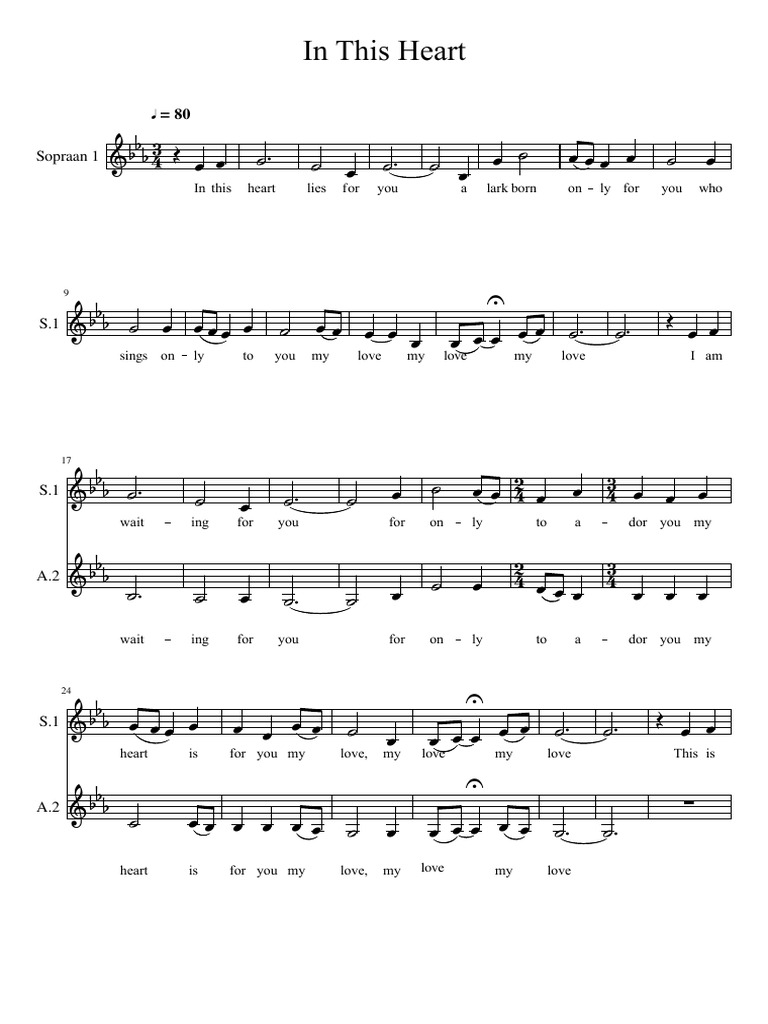 In This Heart: Sheet Music for Sopranos | PDF