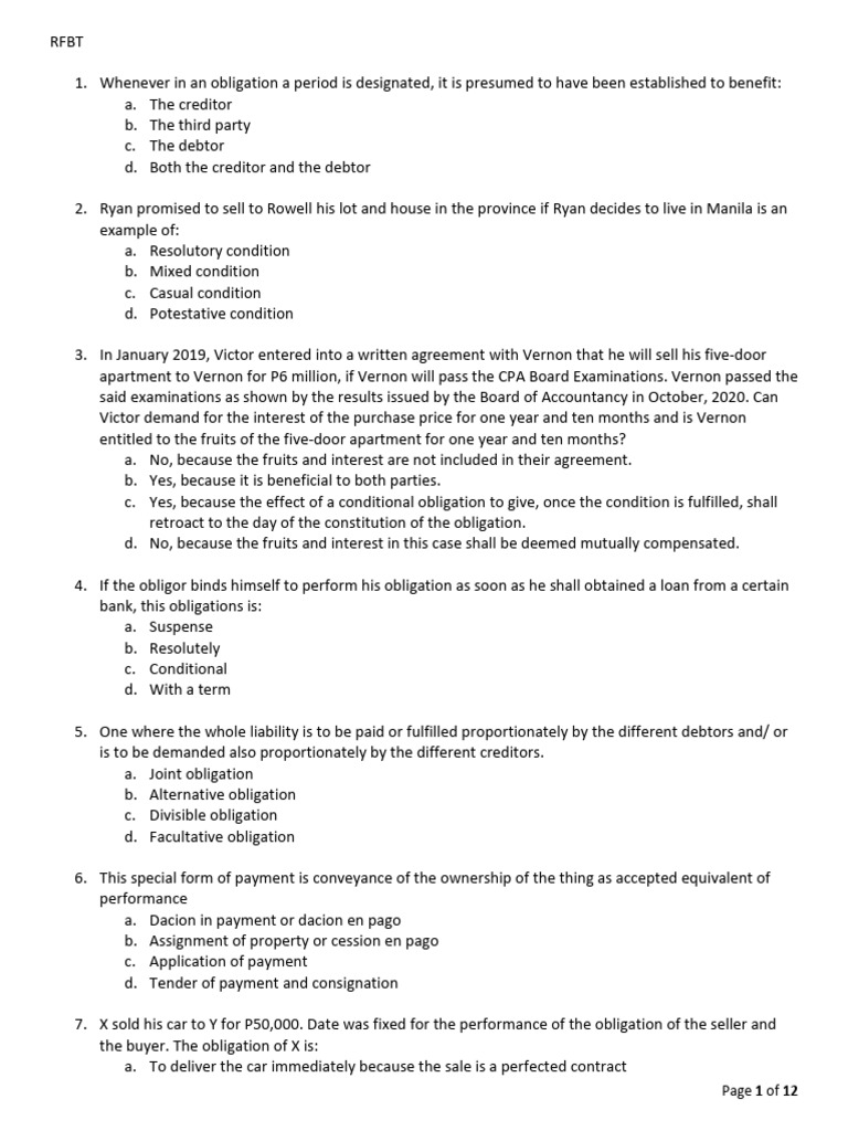 2019 RFBT 01 70mcq | PDF