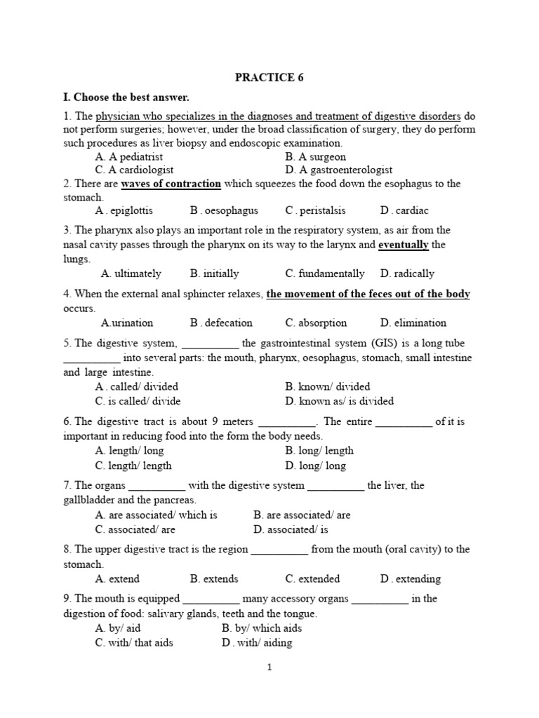 Practice 6 - Print | PDF | Human Digestive System | Gastrointestinal Tract