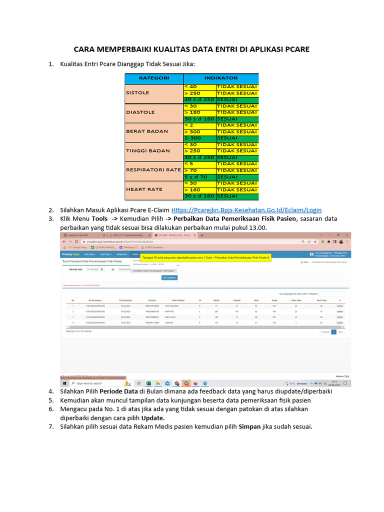 Perbaikan Kualitas Data PCARe | PDF