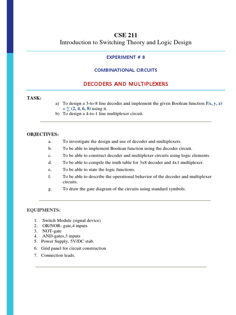 Experiment 8 Pdf Logic Gate Digital Technology