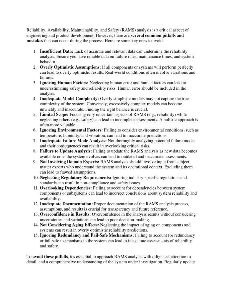 Reliability, Availability, Maintainability, and Safety (RAMS) Analysis | PDF | Reliability ...