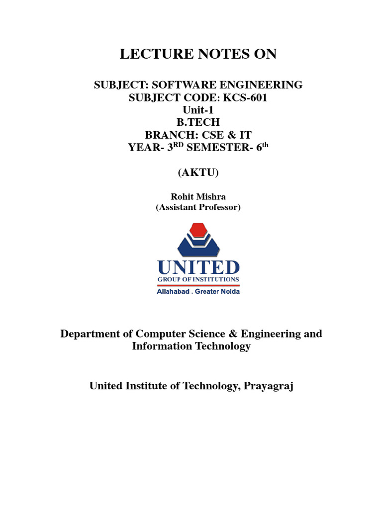 SE (KCS-601) Unit-1 Notes | PDF | Software Development Process | Software