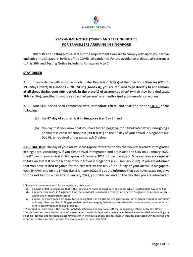 7-Day SHN and Testing Notice - General Travel Category | PDF