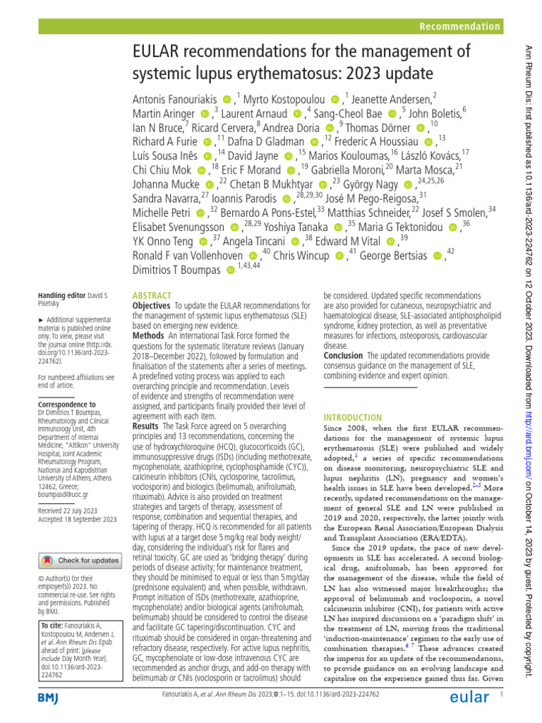 Eular SLE 2023 | PDF | Randomized Controlled Trial | Health Sciences