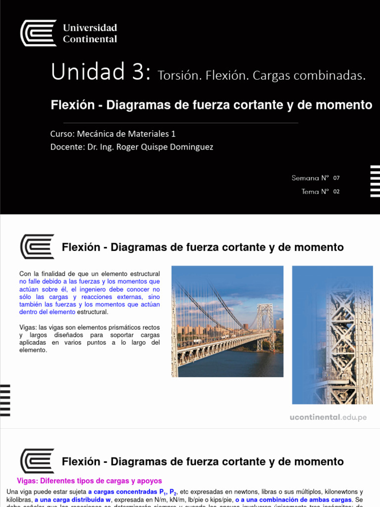 Unidad 03_2_Flexión - Diagramas de Fuerza Cortante y de Momento (1) mecanica de materiales 1 ...