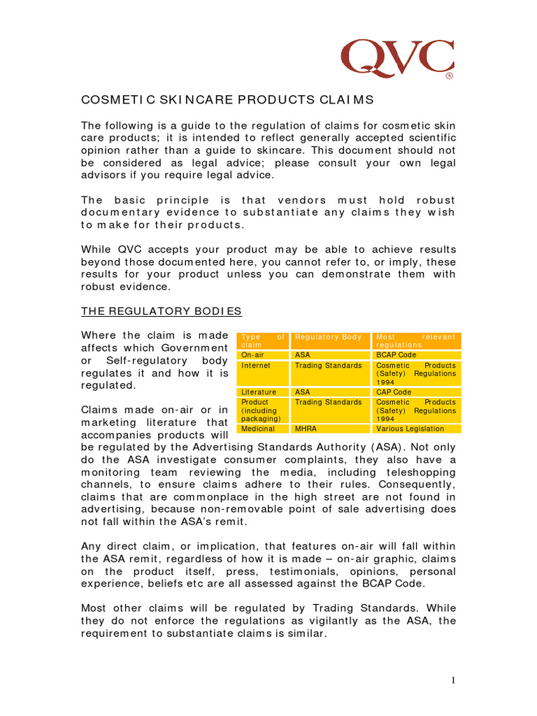 Cosmetic Skincare Products Claims | PDF | Sunscreen | Skin