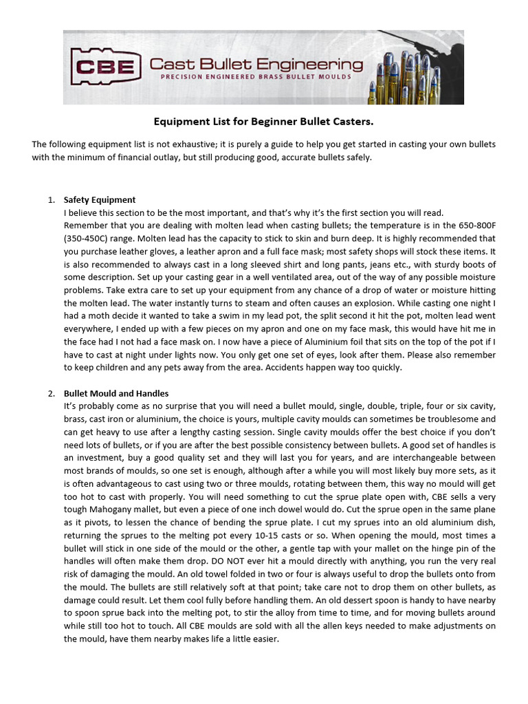 Beginner's Guide to Bullet Casting Equipment | PDF | Gun Barrel ...