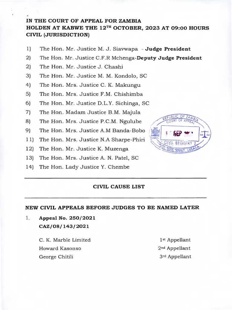 Civil Cause 12th October 2023 | PDF | Appeal | Judge