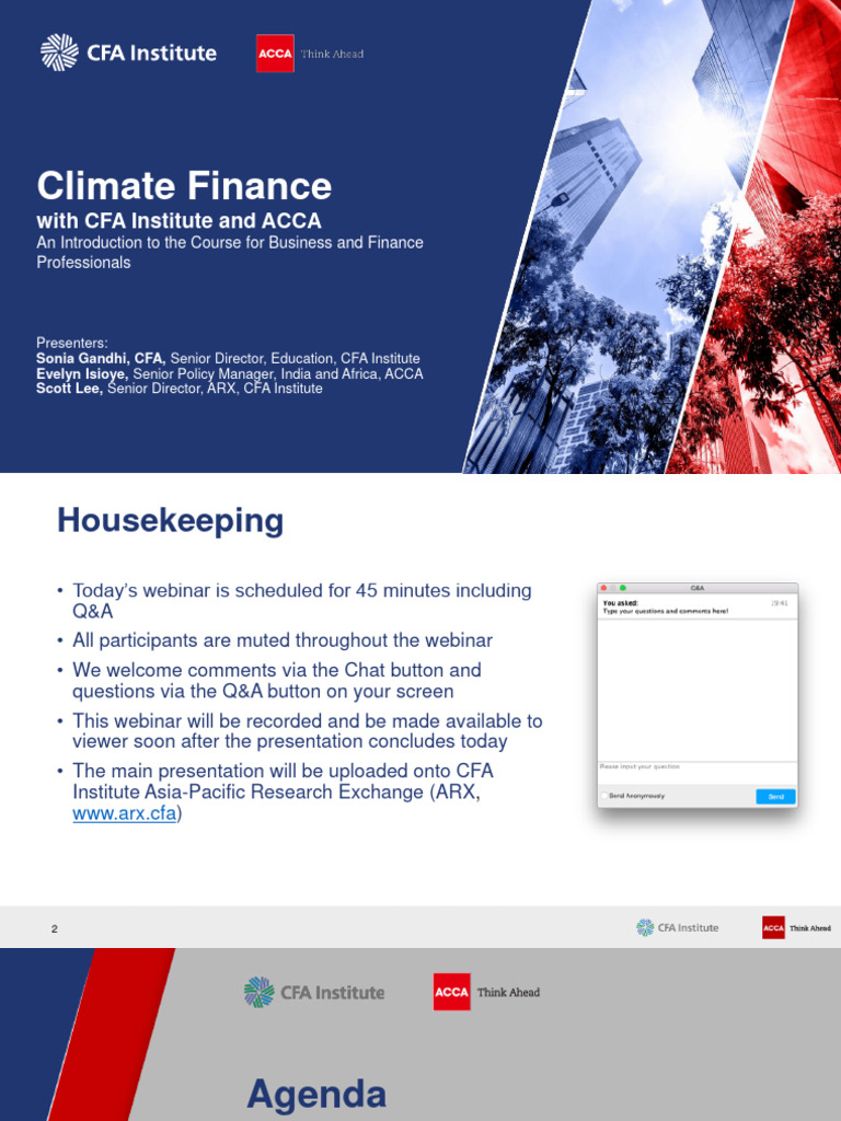 CFA Climate Finance Course Overview | PDF | Valuation (Finance) | Investing