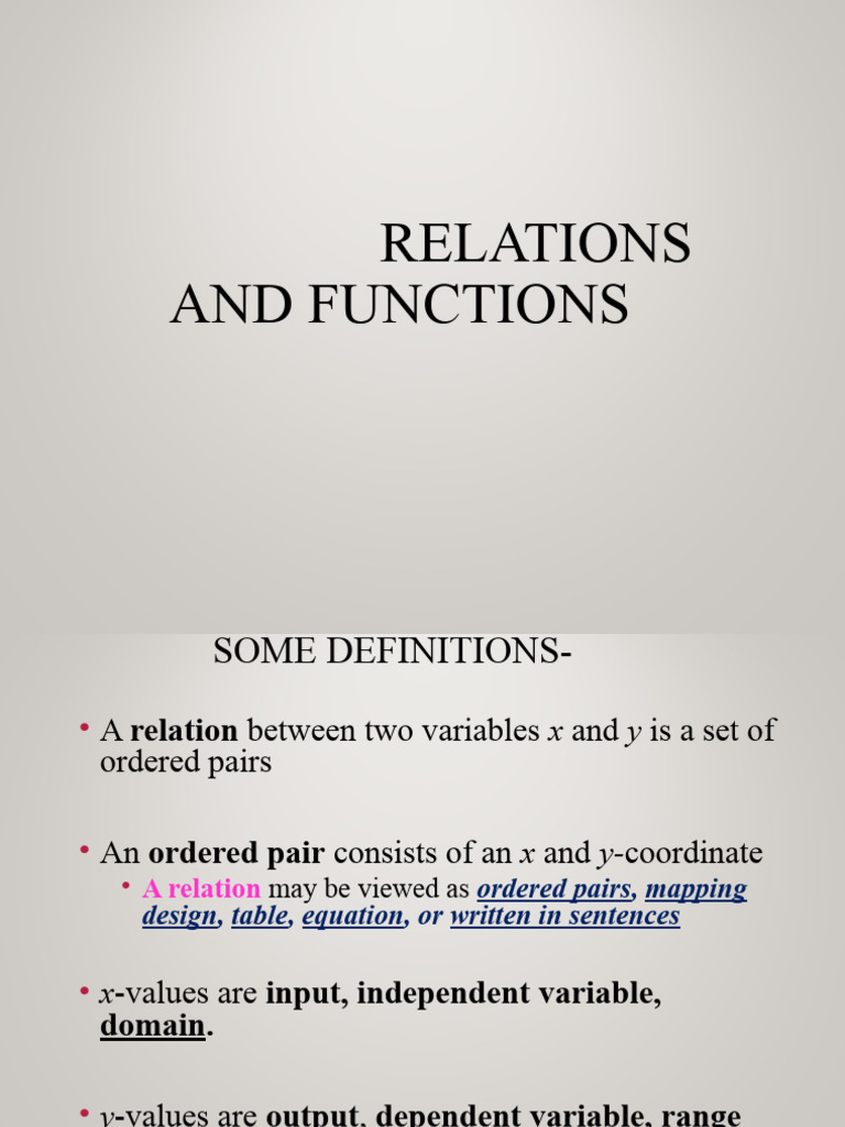 Relations and Functions Power Point | PDF