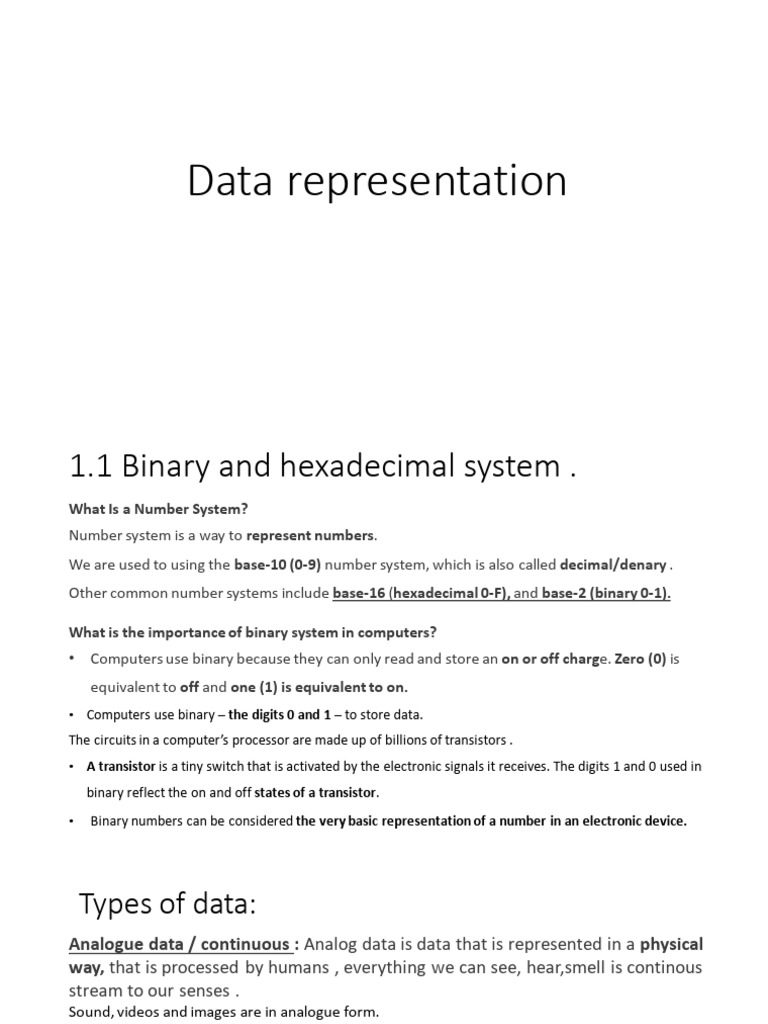 Notes Chapter 1 Data Representation | PDF | Data Compression | Pixel