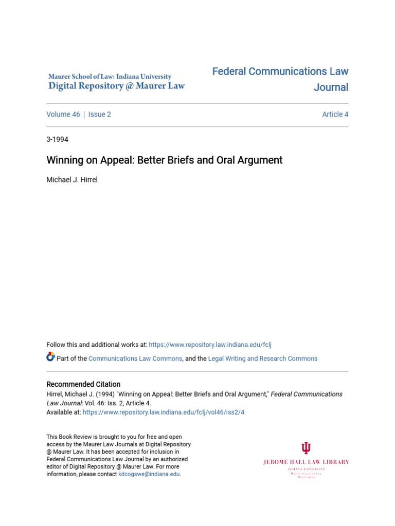 Winning On Appeal Better Briefs and Oral Argument | PDF