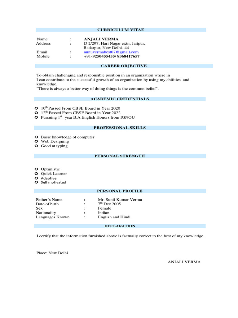 Anjali Verma Resume | PDF