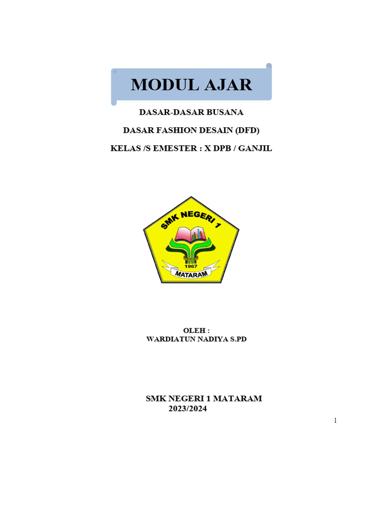 Modul Ajar DFD Dasar-Dasar Desain Nadia | PDF