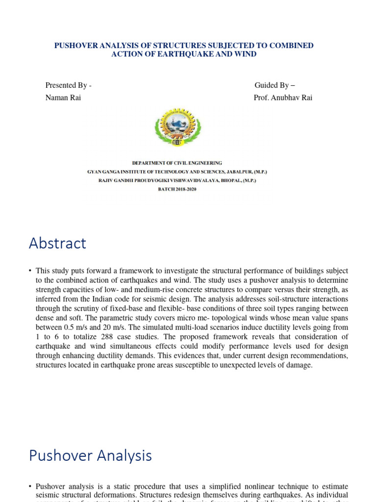Pushover Analysis of Structures Subjected To Combined Action | PDF ...