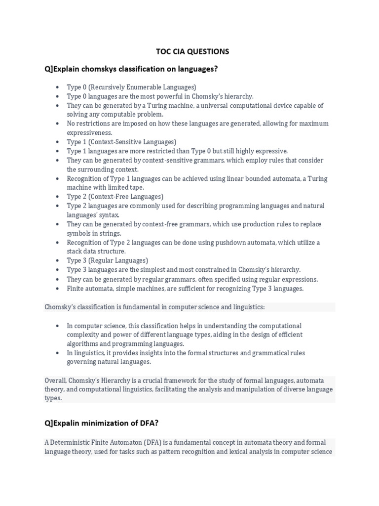 Theory of Computation Questions and Answers | PDF