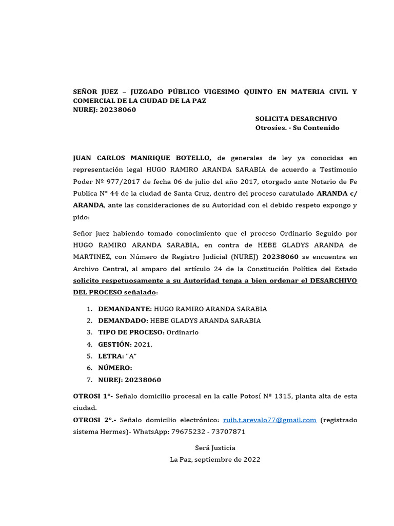 Solicita Desarchivo | PDF