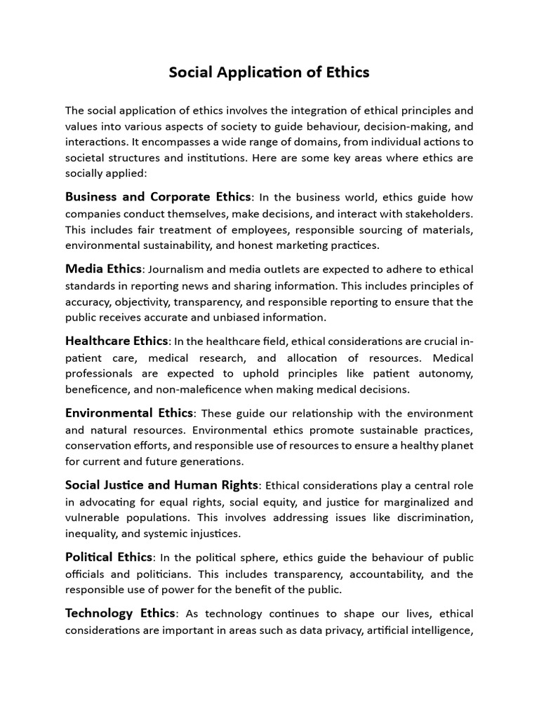Social Application of Ethics | PDF | Social Science | Self-Improvement