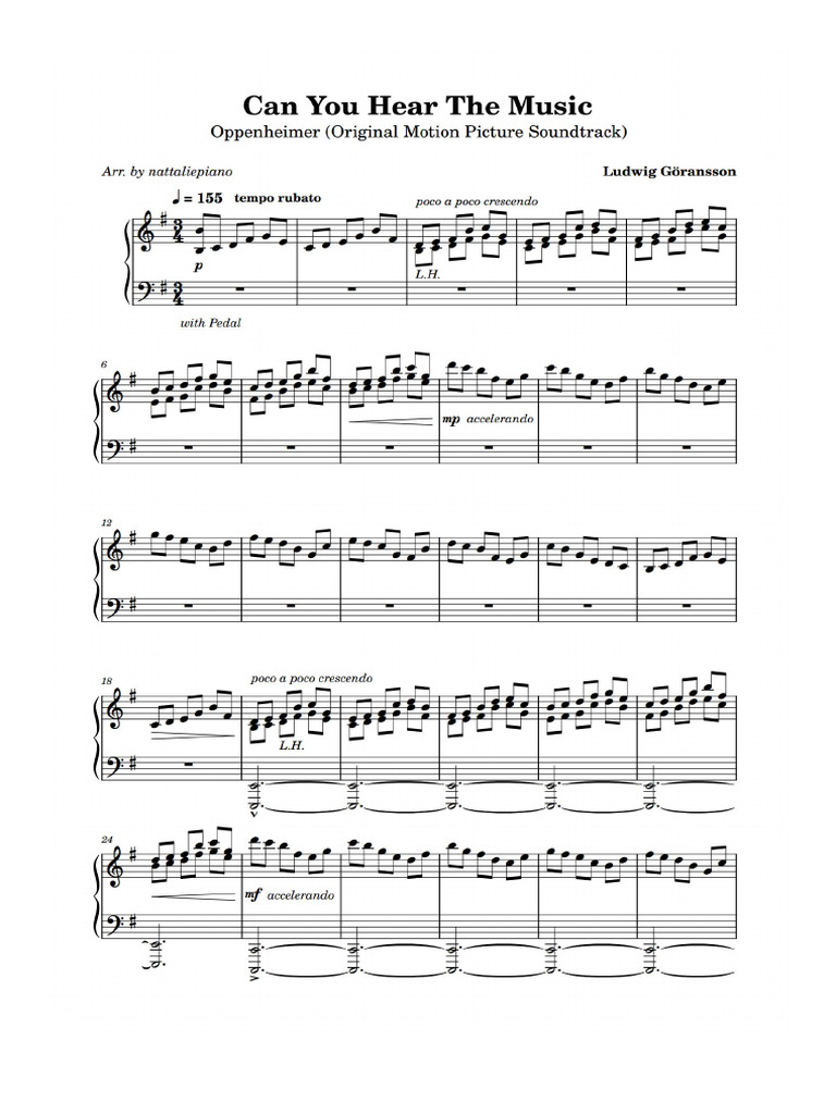 Can You Hear The Music (Oppenheimer) (Piano Sheet) | PDF