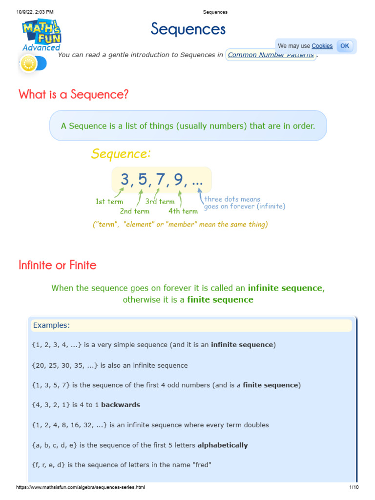 Sequences Notes | PDF | Sequence | Bracket